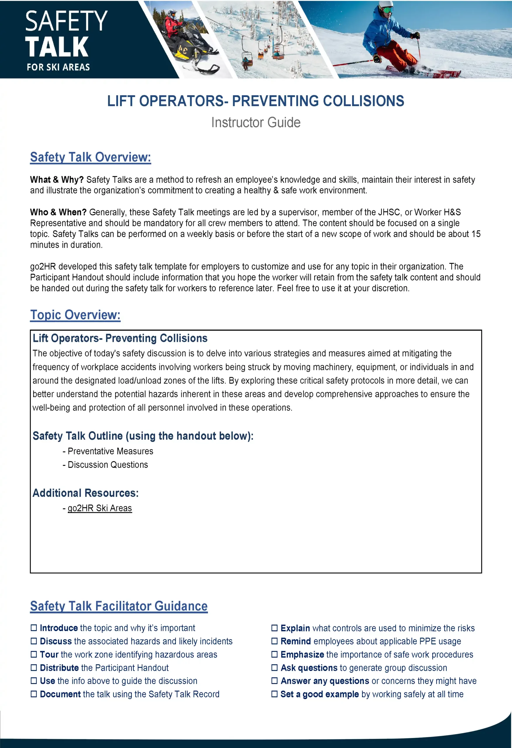 Safety Talk for Ski Areas: Lift Operators - Preventing Collisions ...