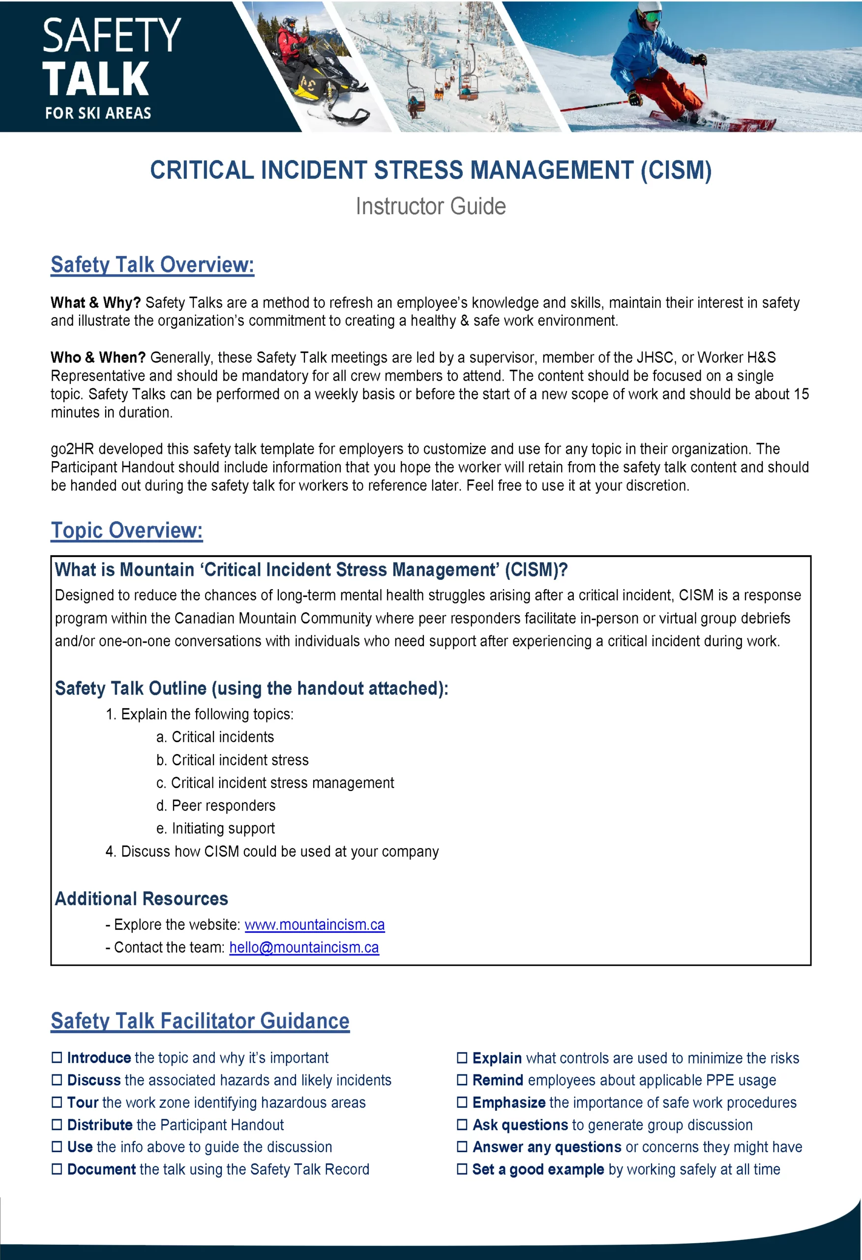 Critical Incident Stress Management | go2HR | Ski Area Resources