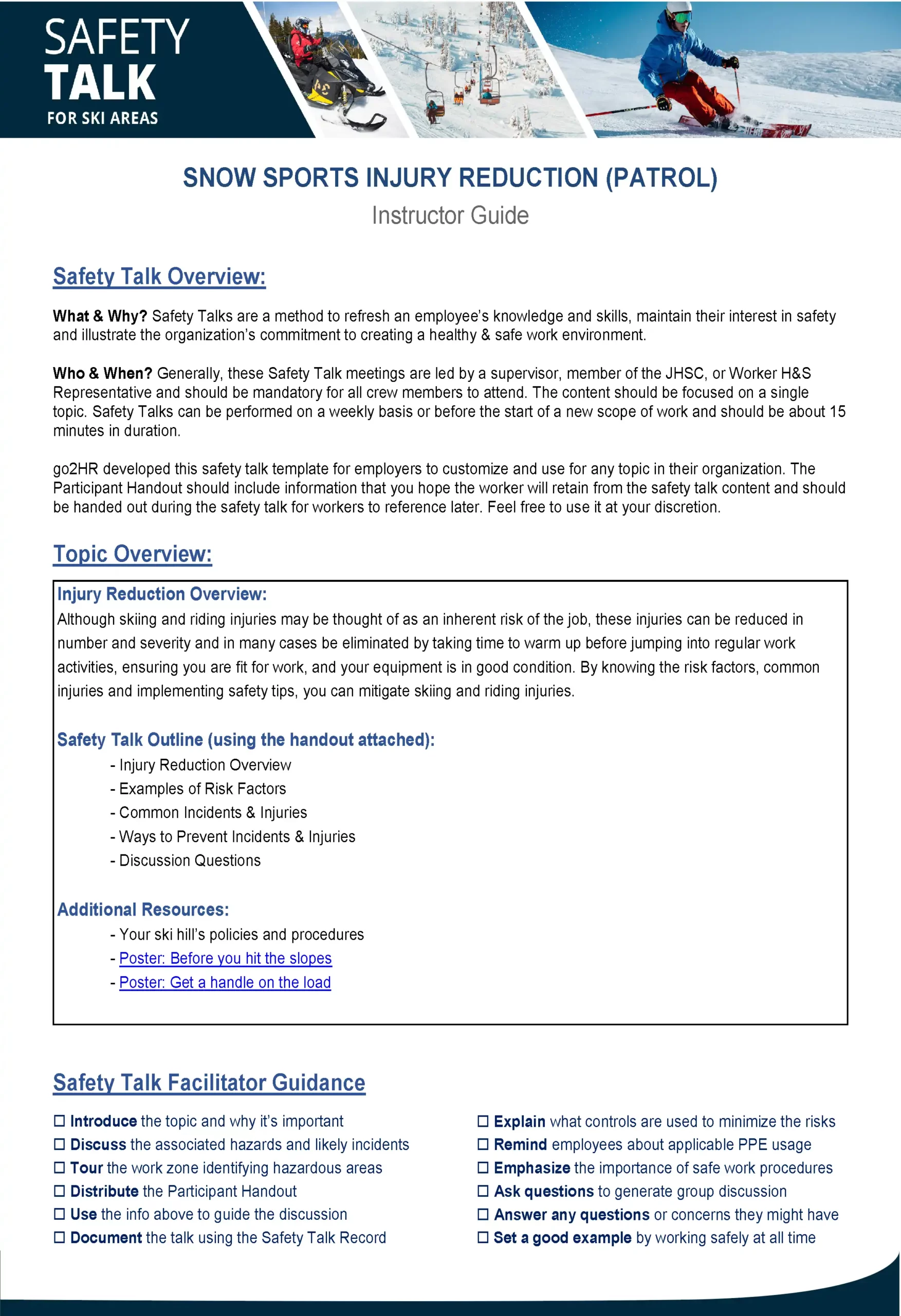 Ski Area Safety Talk: Snow Sports Injury Reduction - Patrol | go2HR ...