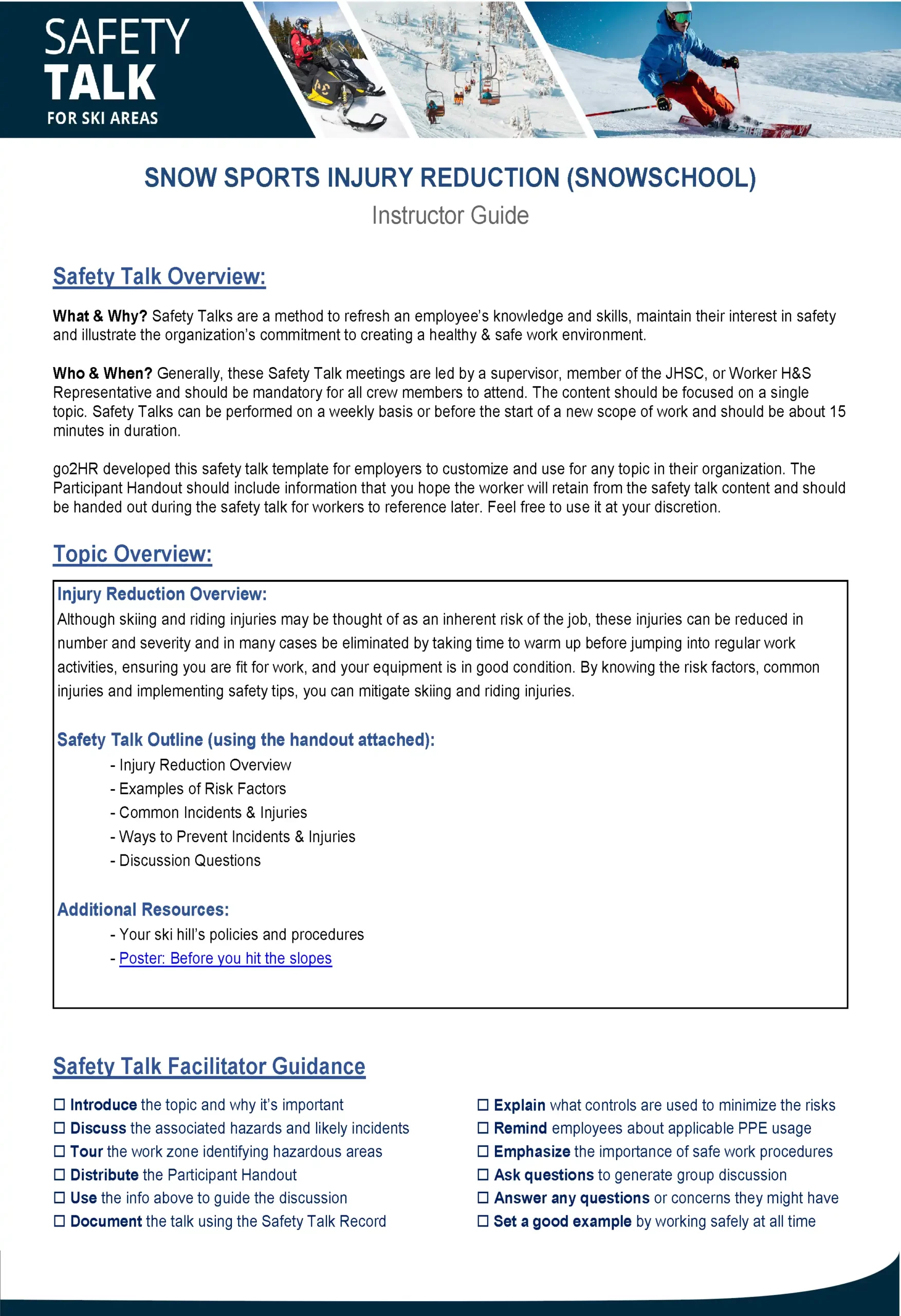 Ski Area Safety Talk: Snow Sports Injury Reduction - Snow School ...