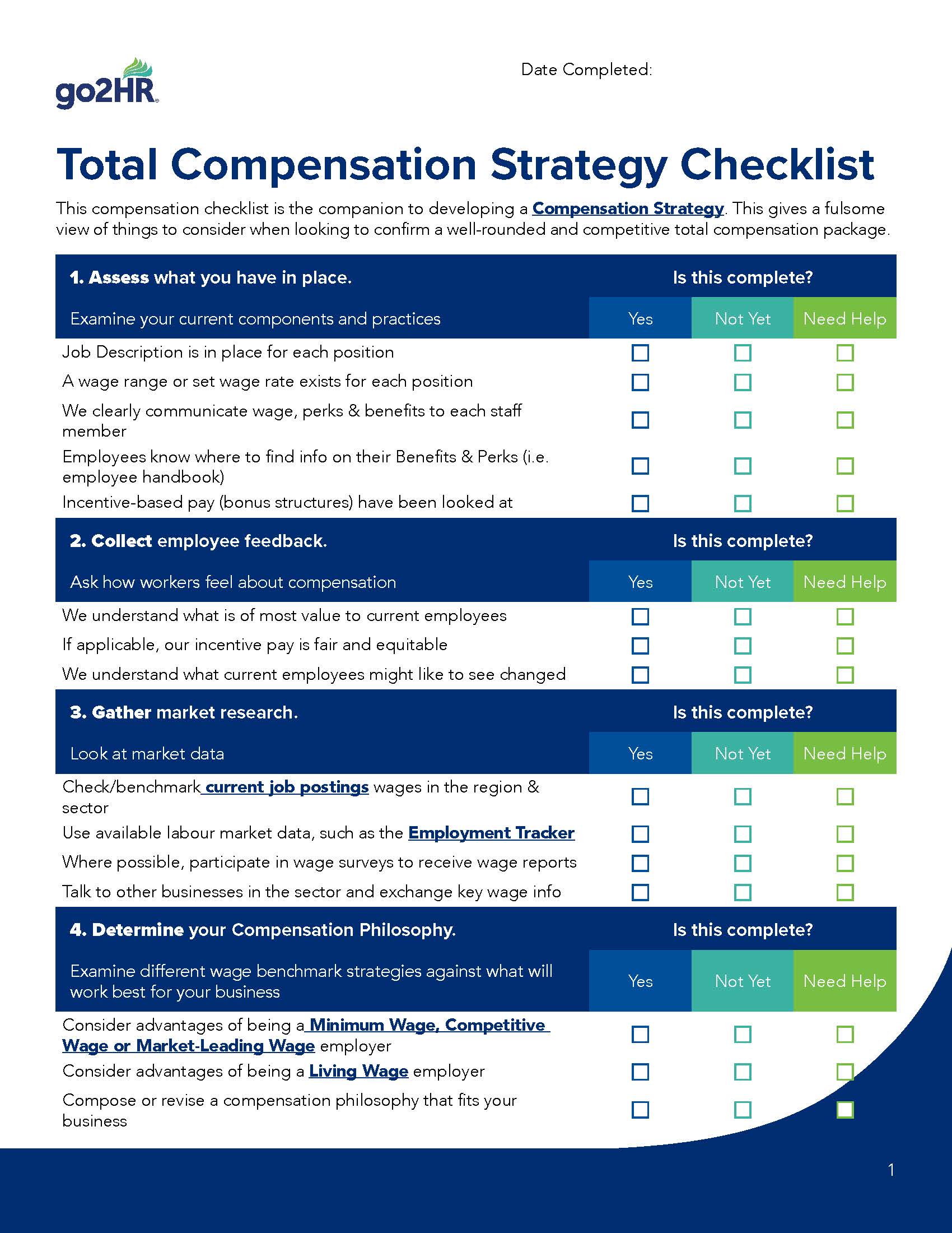 Compensation Checklist | go2HR