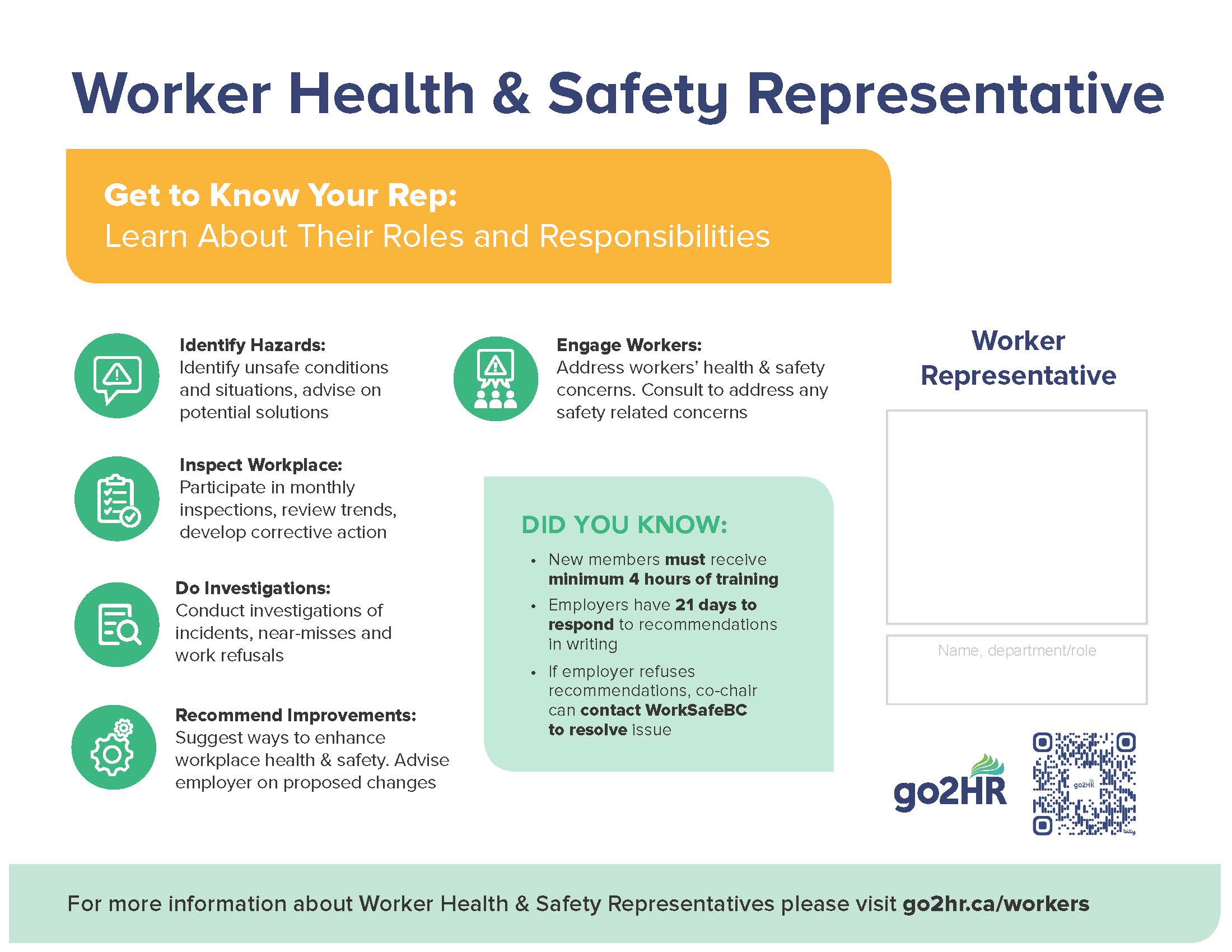 Worker Health & Safety Representative Template | go2HR