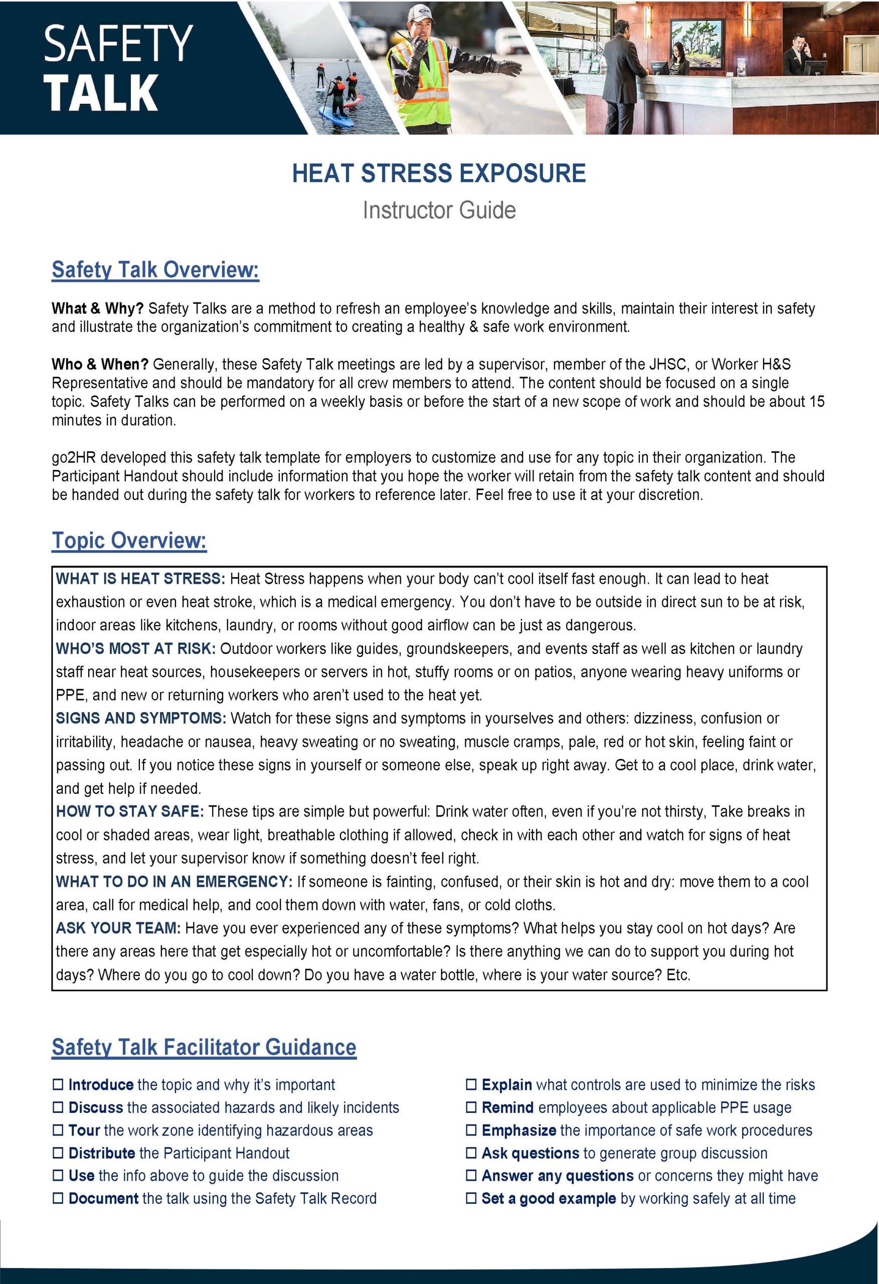 Safety Talk - Heat Stress Exposure | go2HR